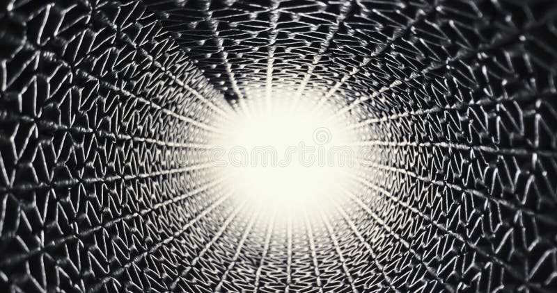 Futuristic Looking Metal Grid Tube Pattern, Light at the End Stock ...
