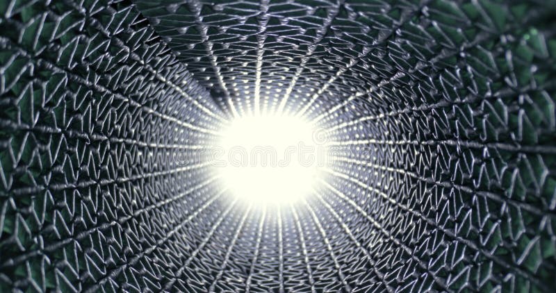 Futuristic Looking Metal Grid Tube Pattern, Light at the End Stock ...