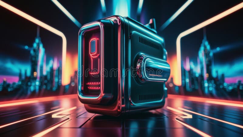 A Futuristic Looking Object with Neon Lights on it, AI Stock Image ...