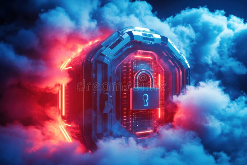A Futuristic Looking Object with a Red and Blue Lock on it Stock Image ...