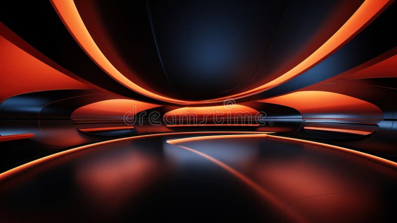 A Futuristic Looking Room with Orange and Red Lights, AI Stock ...