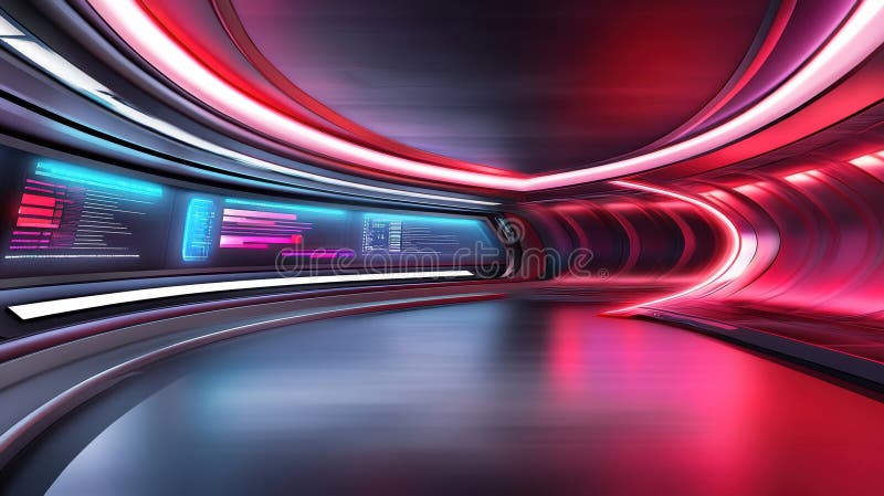 A Futuristic Looking Room with a Screen on the Wall, AI Stock Image ...