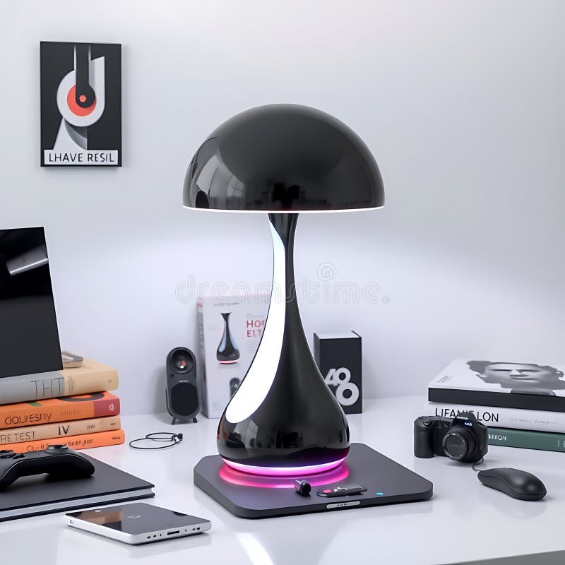 A Futuristic Looking Table Lamp with a Glowing LED Base Standing on a ...
