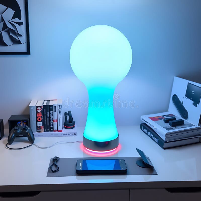 A Futuristic Looking Table Lamp with a Glowing LED Base Standing on a ...