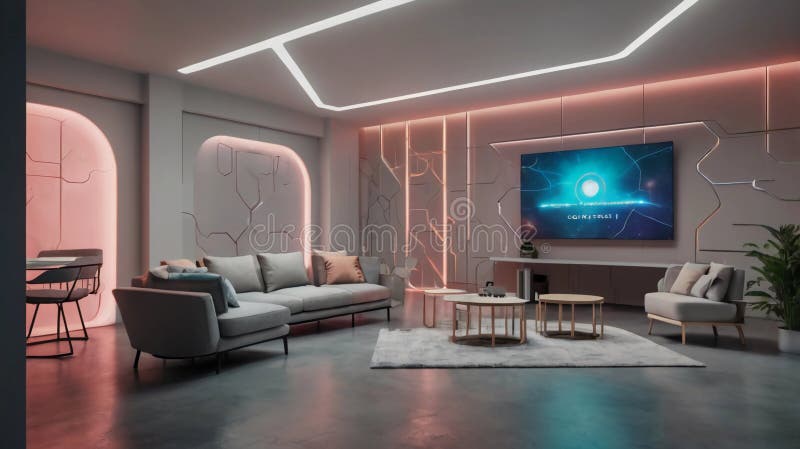 Futuristic Lounge Area in a Tech Startup Office Stock Photo - Image of ...