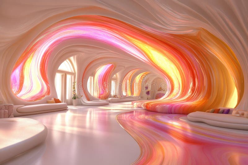 Futuristic Lounge with Colorful Organic Architecture and Fluid Design ...