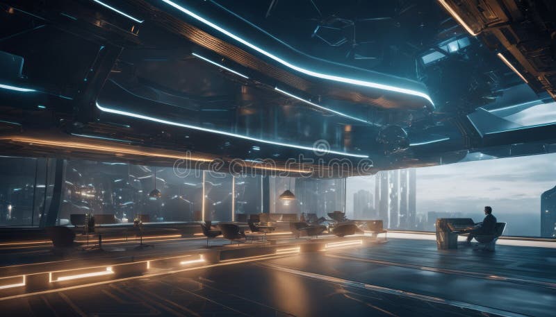 Futuristic Lounge Interior stock image. Image of leisure - 314085565