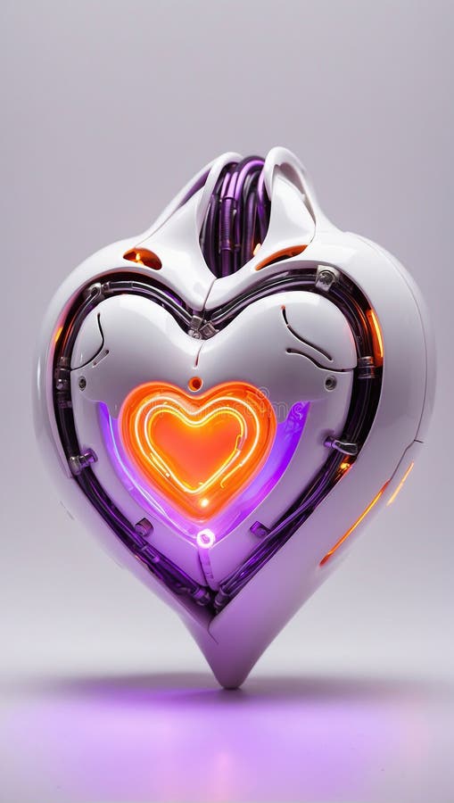 Futuristic Love Heart with Pink Light, Romantic Shape, Romance ...