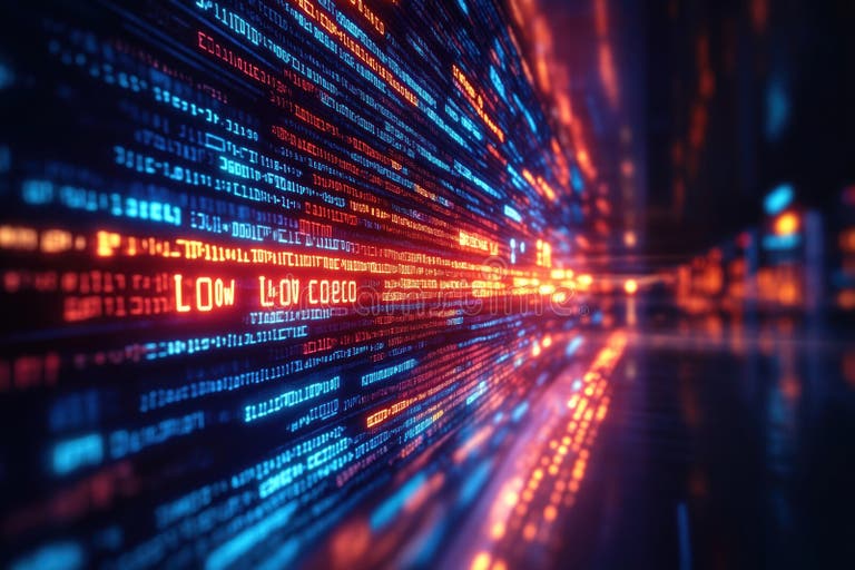 Futuristic Low Code Platform Displays Vibrant Coding Symbols. Digital ...