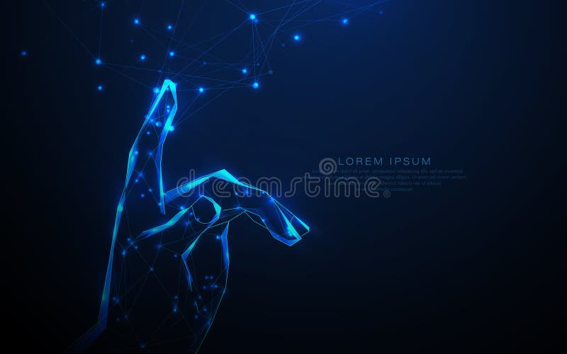 Futuristic Low-Poly Hand Connecting with Digital Network Stock Vector ...