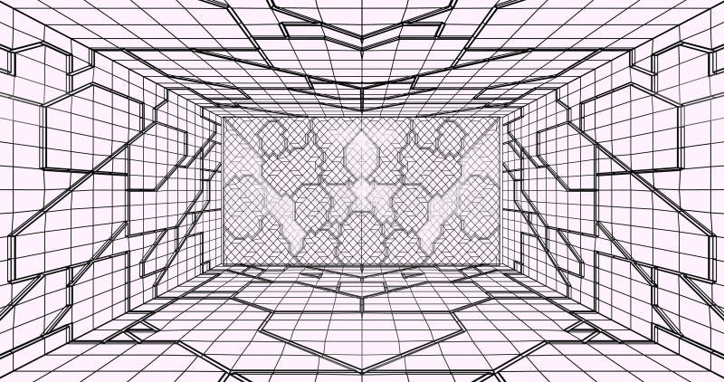 Futuristic Low Poly Sci-fi Laboratory or Spaceship Corridor with Neon ...