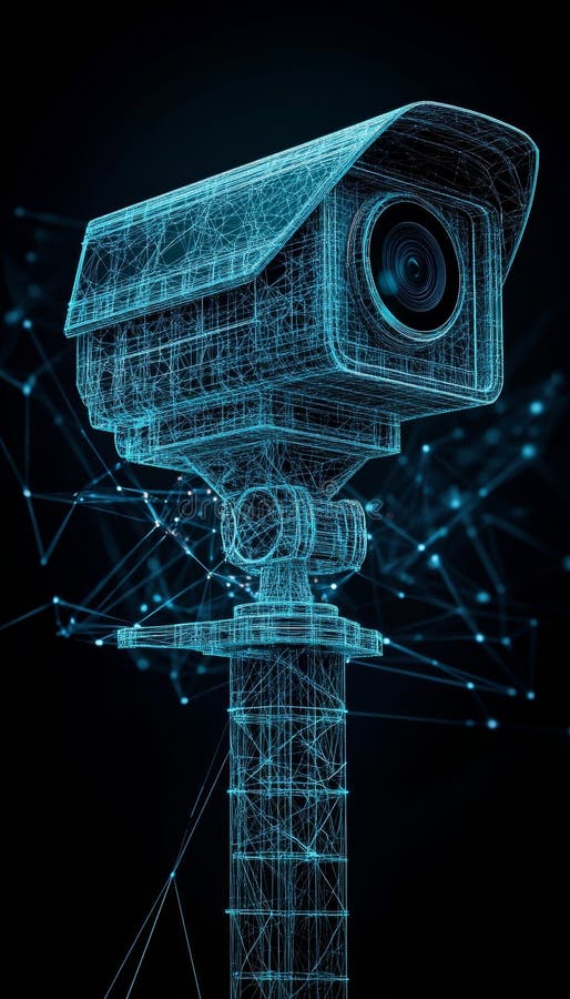 Futuristic Low Poly Wireframe Design of an Advanced Surveillance Camera ...
