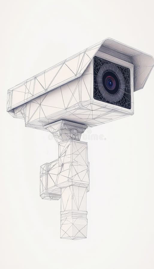 Futuristic Low Poly Wireframe Design of an Advanced Surveillance Camera ...