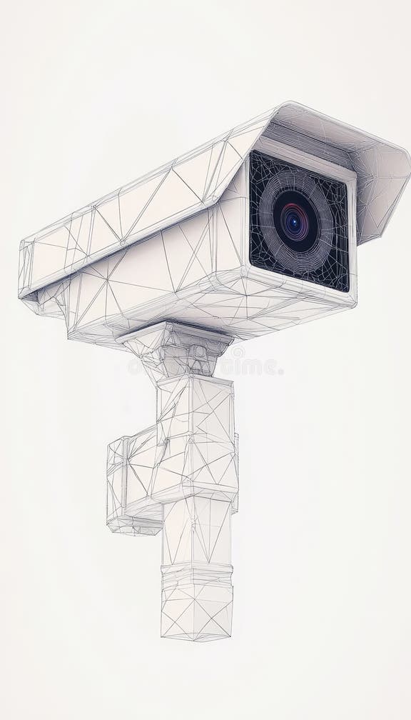 Futuristic Low Poly Wireframe Design of an Advanced Surveillance Camera ...