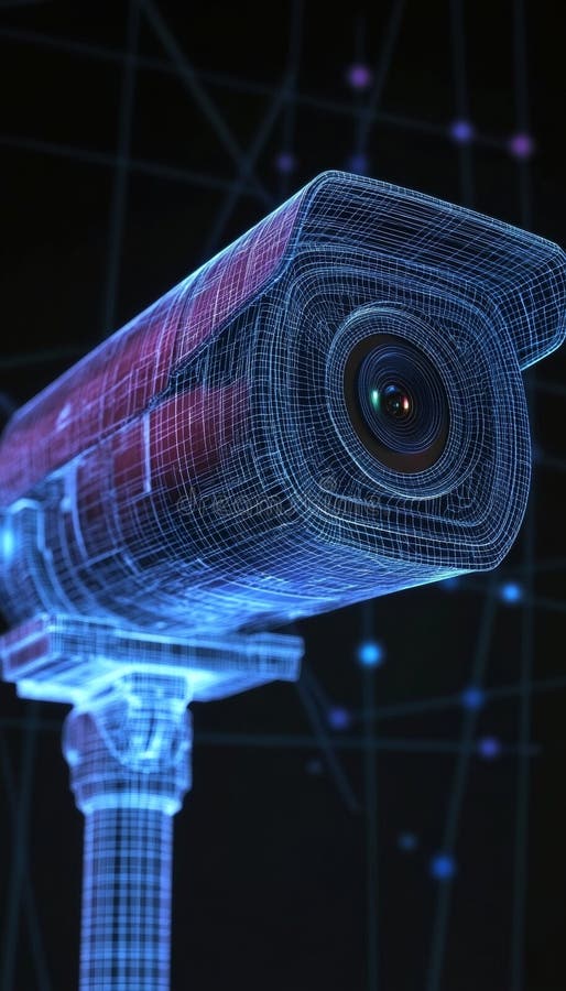 Futuristic Low Poly Wireframe of a Surveillance Camera for Modern Home ...