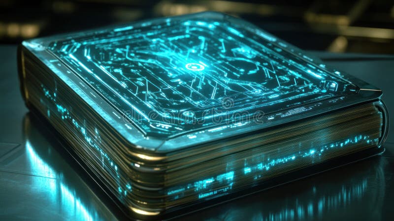 Futuristic Luminous Book, Digital Codex of the Future Stock ...