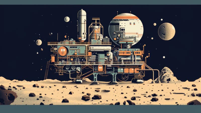 Futuristic Moon Base with Industrial Design Stock Photo - Image of ...