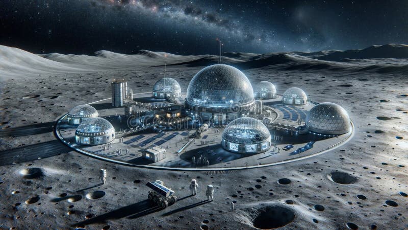Futuristic Lunar Base on the Moon. AI Generated Stock Illustration ...
