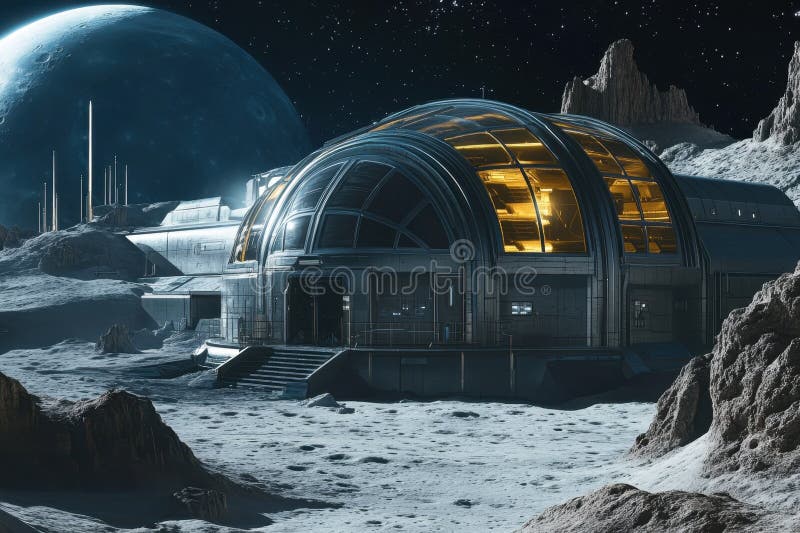 Futuristic Lunar Base Showcases Advanced Architecture Under a Distant ...
