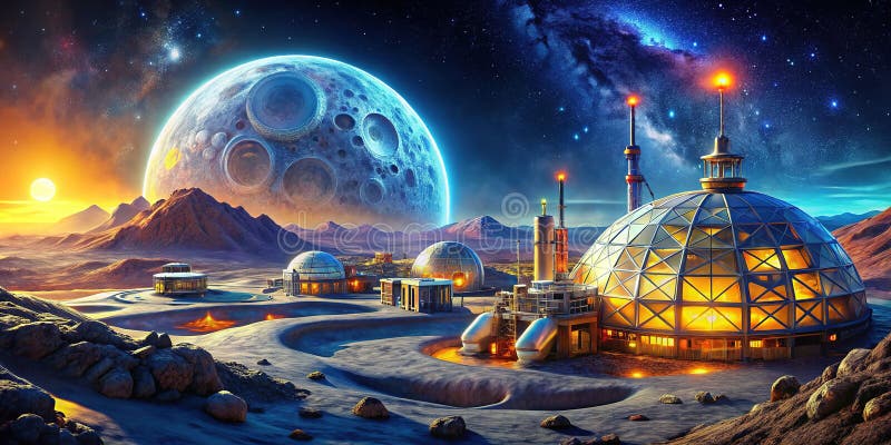 A Futuristic Lunar Colony Advanced Asteroid Mining Station a Glimpse ...