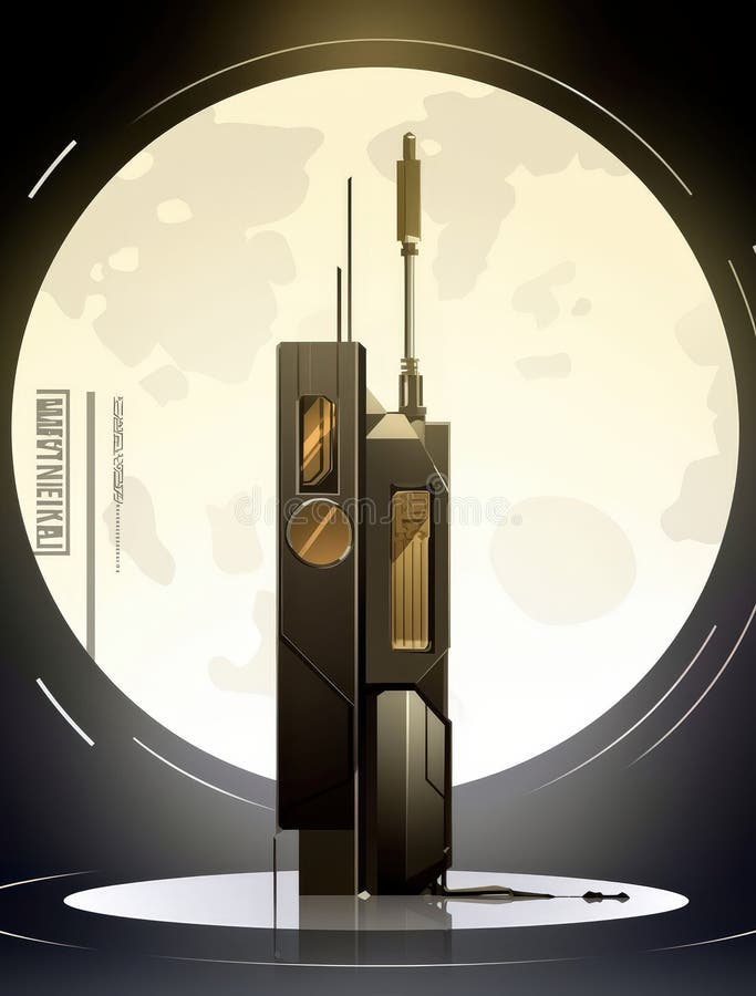 Futuristic Lunar Communication Tower Stock Illustration - Illustration ...