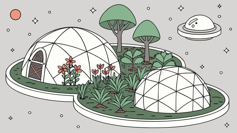 Futuristic Lunar Garden Colony with Dome Structures, Vector Design ...