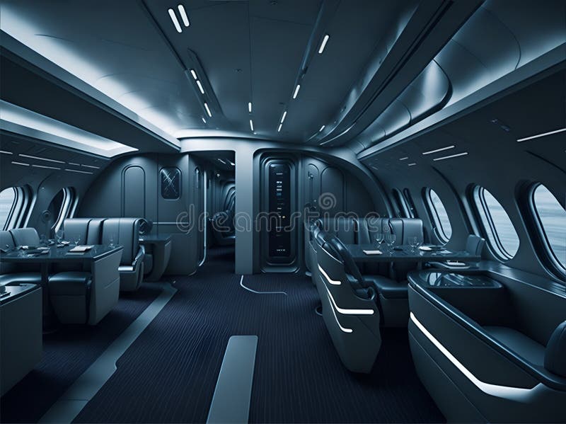Futuristic Luxurious Corporate Plane Interior Design. Ai Generated Stock Illustration ...