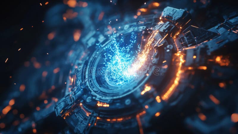 Futuristic Machine Core Energy Burst Emission Stock Illustration ...