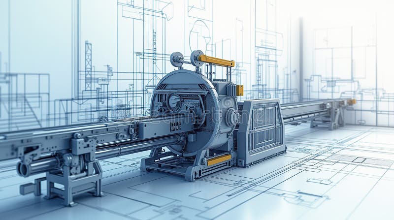 Futuristic Machine Design Blueprint with Precise 3D Visualization and ...