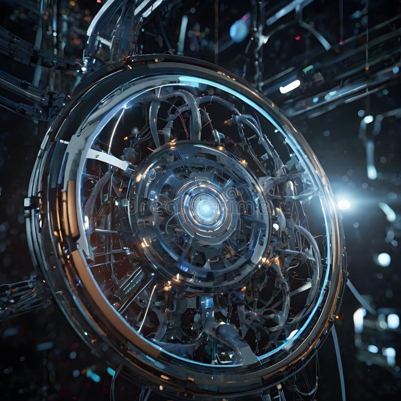 A Futuristic Machine Featuring a Prominent Wheel at Its Center ...