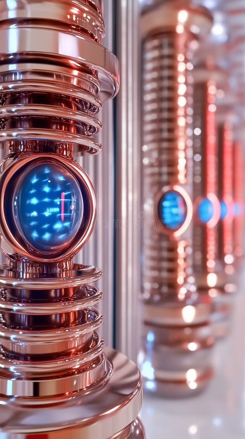 Futuristic Machine with Glowing Blue Components Displays Intricate ...