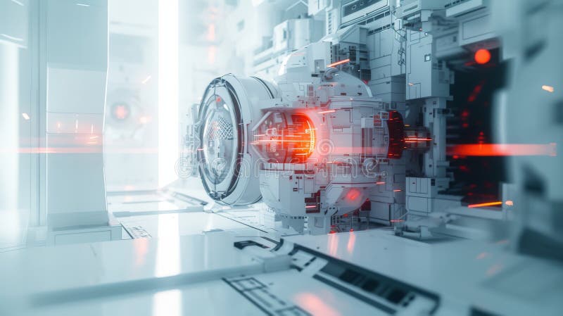 Futuristic Machine in High-tech Environment with Glowing Core Stock ...