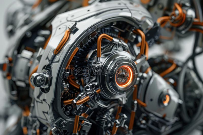 Futuristic Machine Operating with Complex Copper Wiring System Stock ...