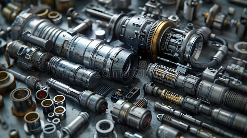 Futuristic Machine Parts 3D Illustration Stock Illustration ...