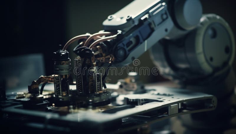 Futuristic Machinery Working on Complex Computer Chip Generated by AI ...