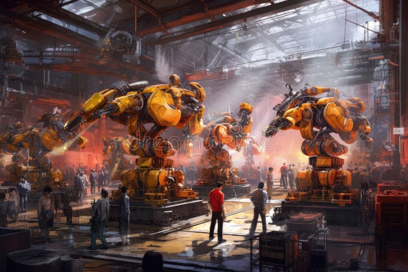 Futuristic Machines in Factory: Robots Producing Auto Parts Stock ... Futuristic Machines in Factory: Robots Producing Auto Parts Stock ...