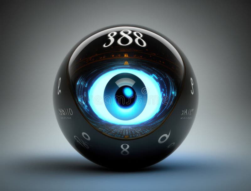 Futuristic Magic Ball with Prediction and Magic Numbers Stock ...