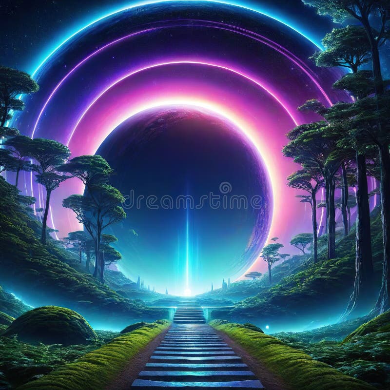 Futuristic with Magical Fantasy Concept Stock Illustration ...