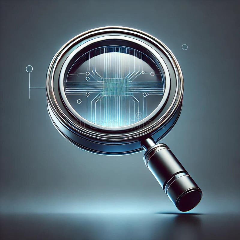 Futuristic Magnifying Glass Digital Lens Stock Photo - Image of brand ...