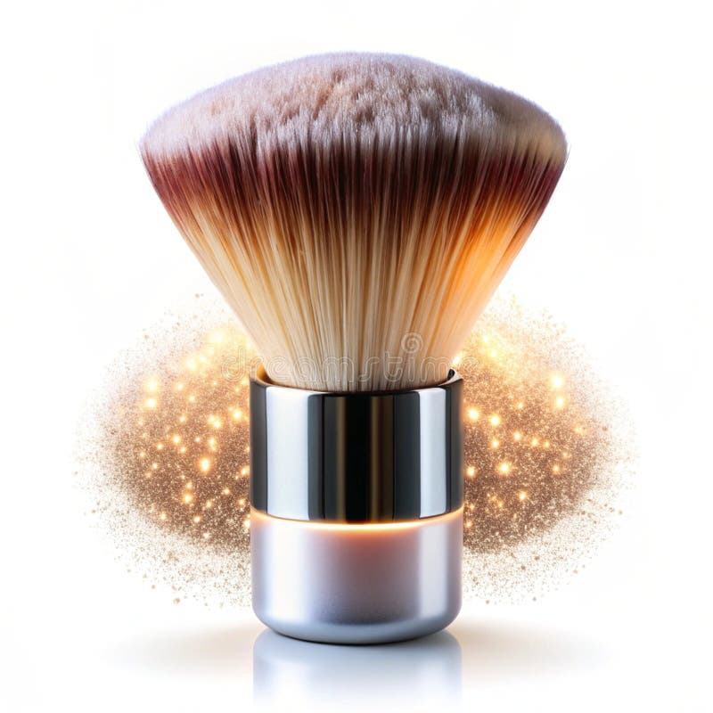 Floating Glowing Makeup Brush with Rotating Bristles Stock Illustration ...