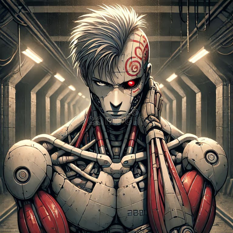 Futuristic Male Android with Mechanical Features Stock Illustration ...