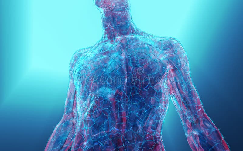 Futuristic Male Body in Bright Volumetric Light Stock Illustration ...