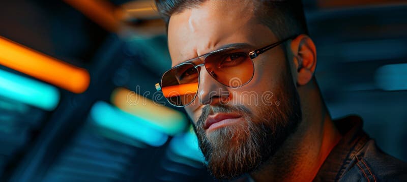 Futuristic Male Model with Metallic Mask on Digital Screen for Tech ...