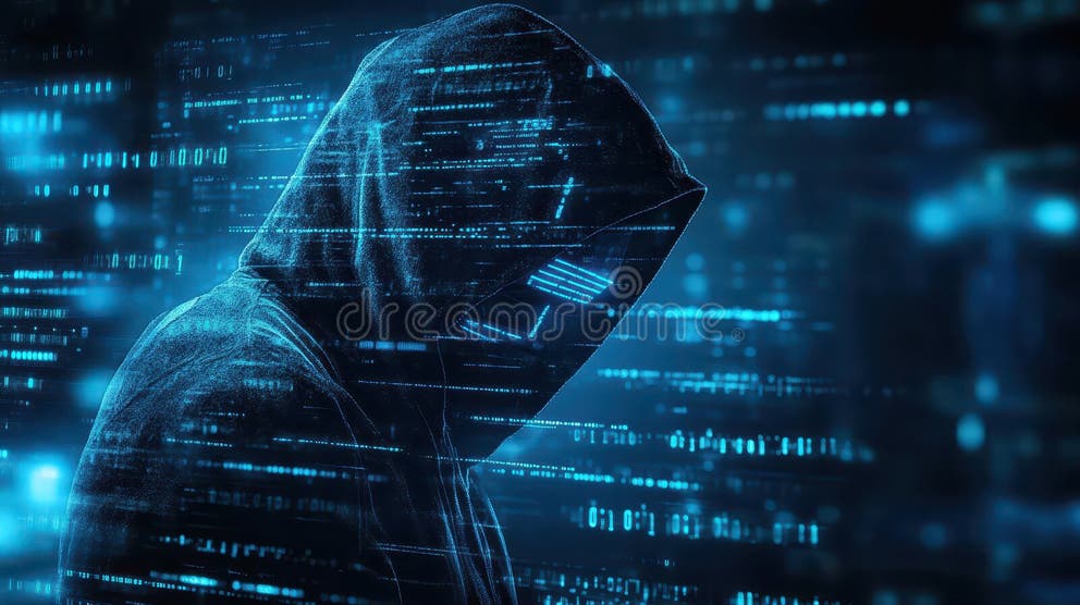 Futuristic Male Profile with Digital Data Overlay Stock Image - Image ...