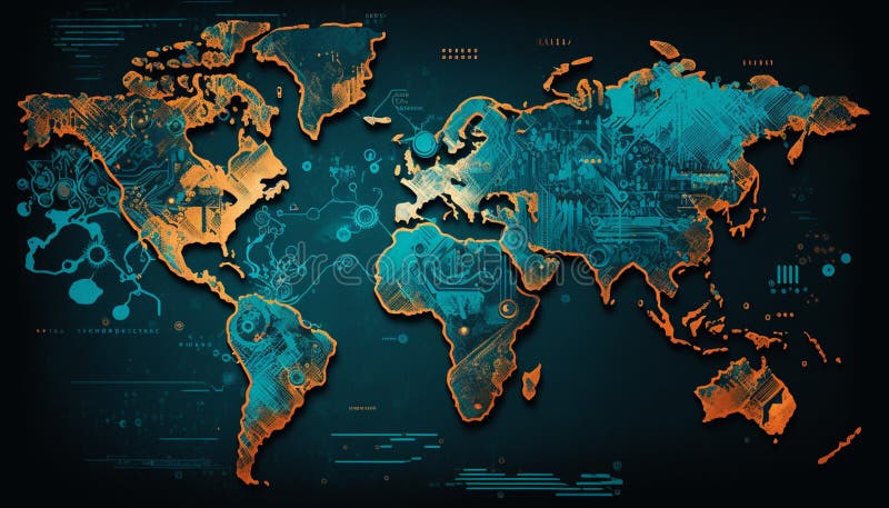 Futuristic Map Background Wallpaper Generative Ai Stock Illustration ...