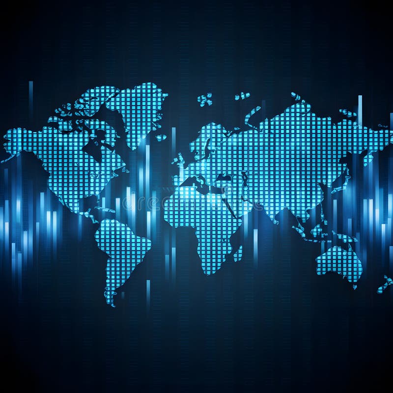 Futuristic Map with Fluctuating Bars, Global Data Driven Atmosphere in ...
