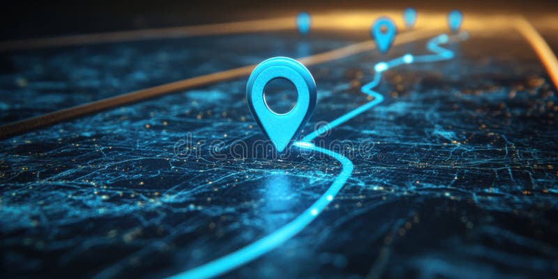 Futuristic Mapping Technology Showcased with Glowing Location Markers ...