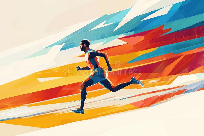 Futuristic Marathon Runner in Vibrant Colors, Showcasing Speed and ...