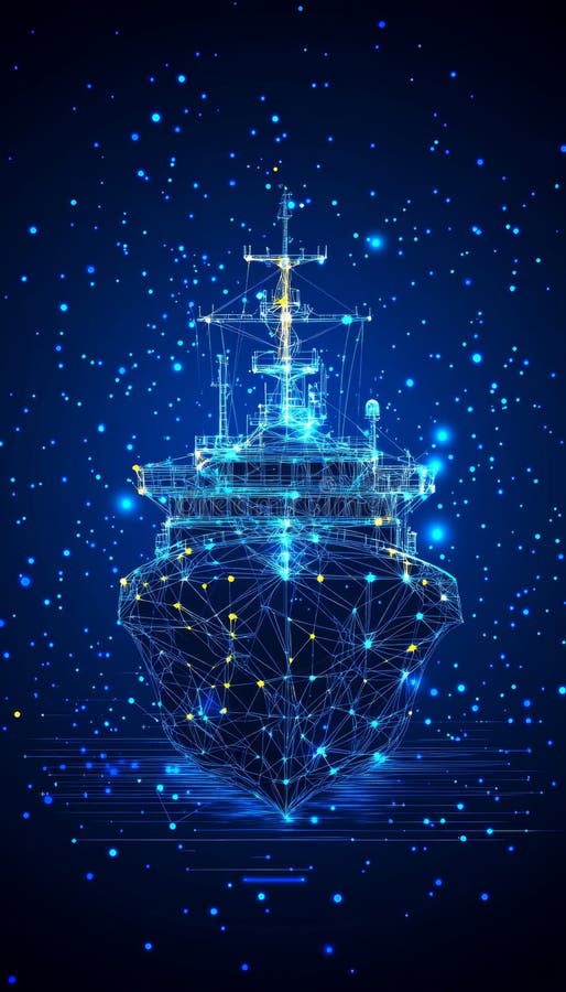 Futuristic Maritime Technology Abstract Low Poly Illustration of Cargo ...