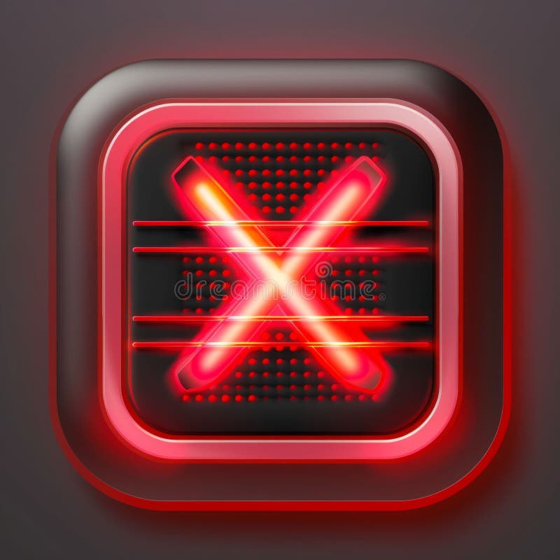 Futuristic X Mark Icon in Neon Red Light. Generative Ai Stock ...
